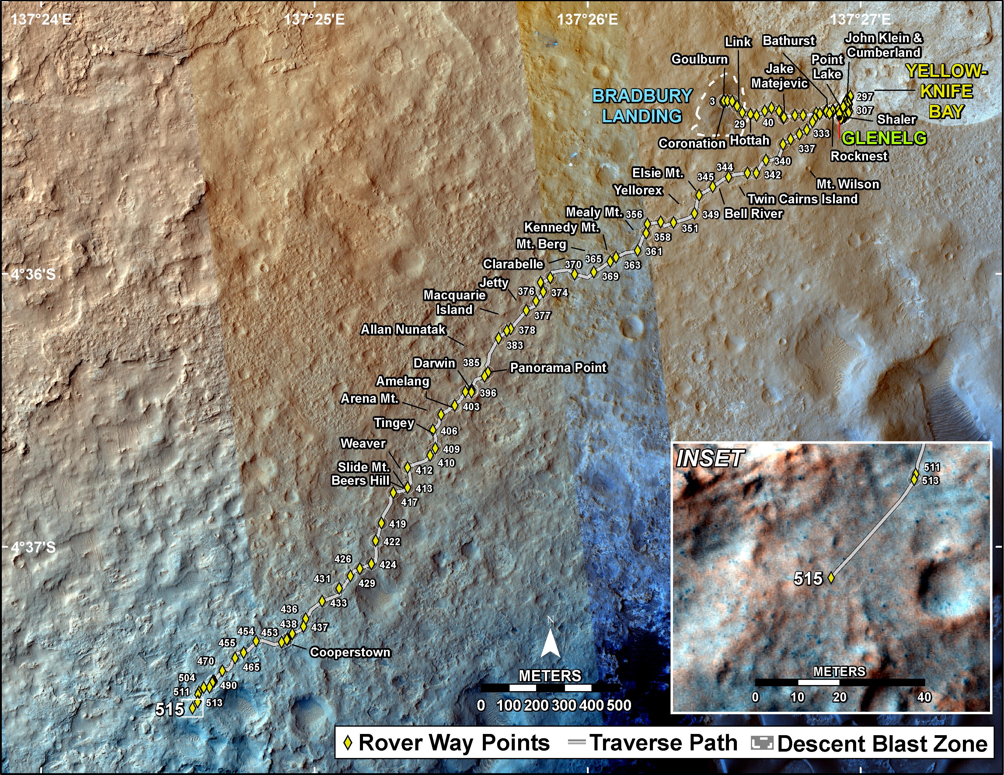 Curiosity's Traverse Map Through Sol 515 – NASA Mars Exploration