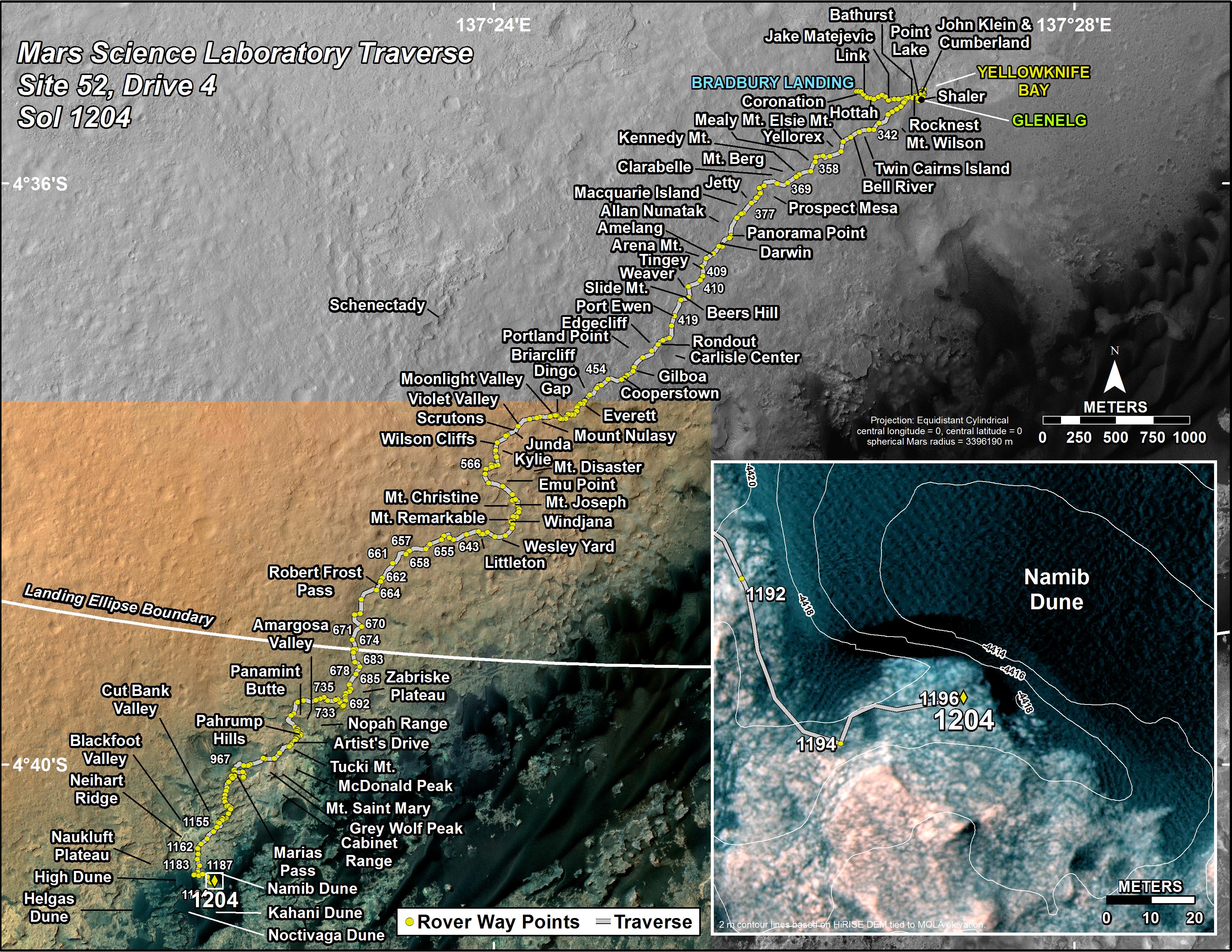Curiosity's Traverse Map Through Sol 1204 – NASA Mars Exploration