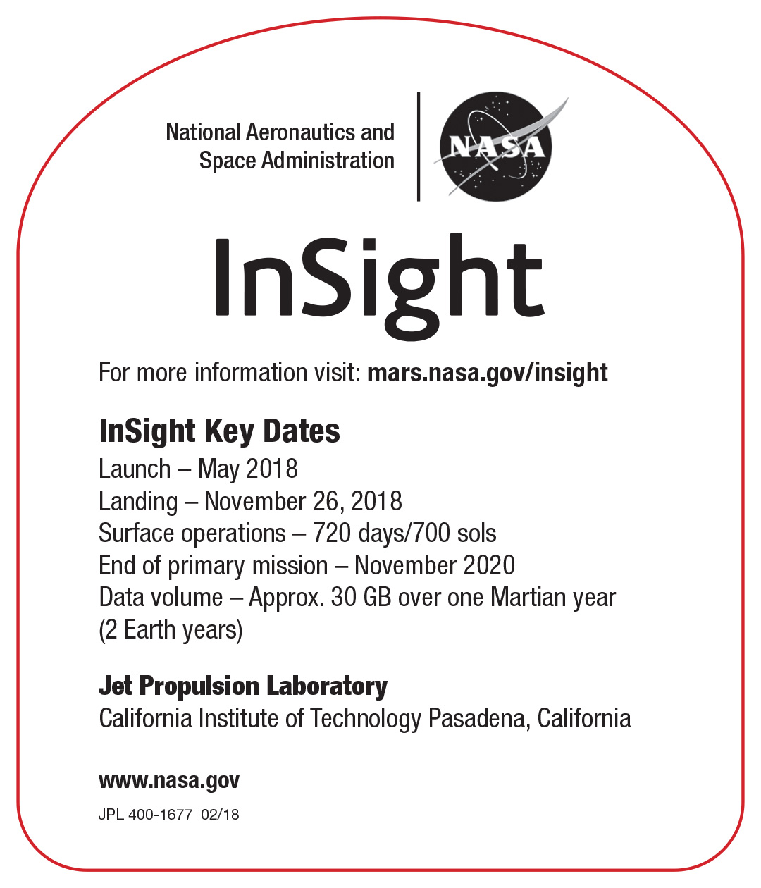 InSight Sticker – NASA Mars Exploration