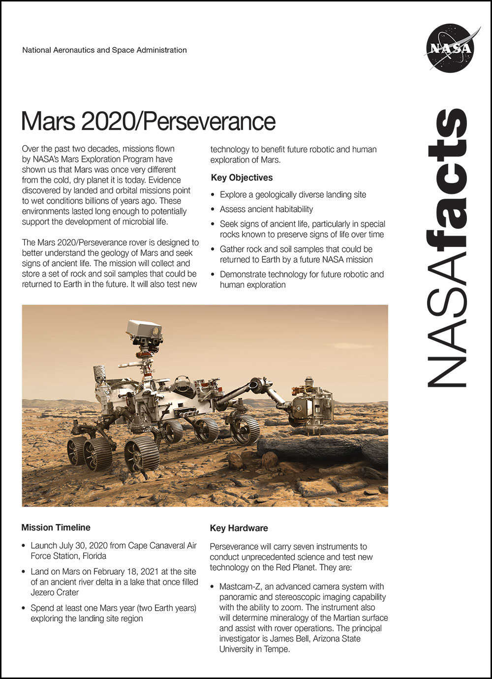 Mars 2020 Perseverance Fact Sheet NASA Mars Exploration Mars 2020 Perseverance Fact Sheet NASA Mars Exploration