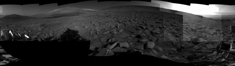 Sol 3899: Right Navigation Camera, Cylindrical Projection