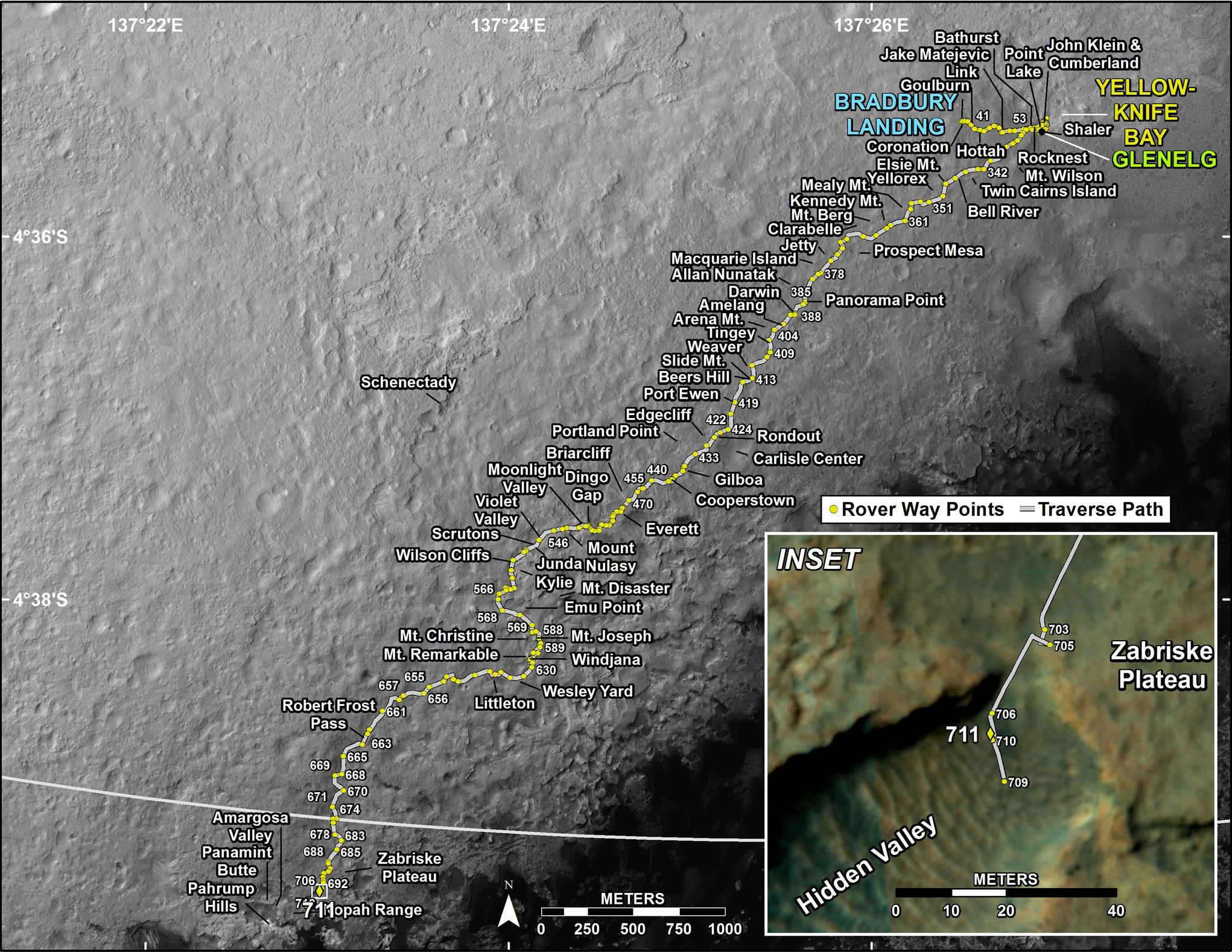 Curiosity's Traverse Map Through Sol 711 – NASA Mars Exploration