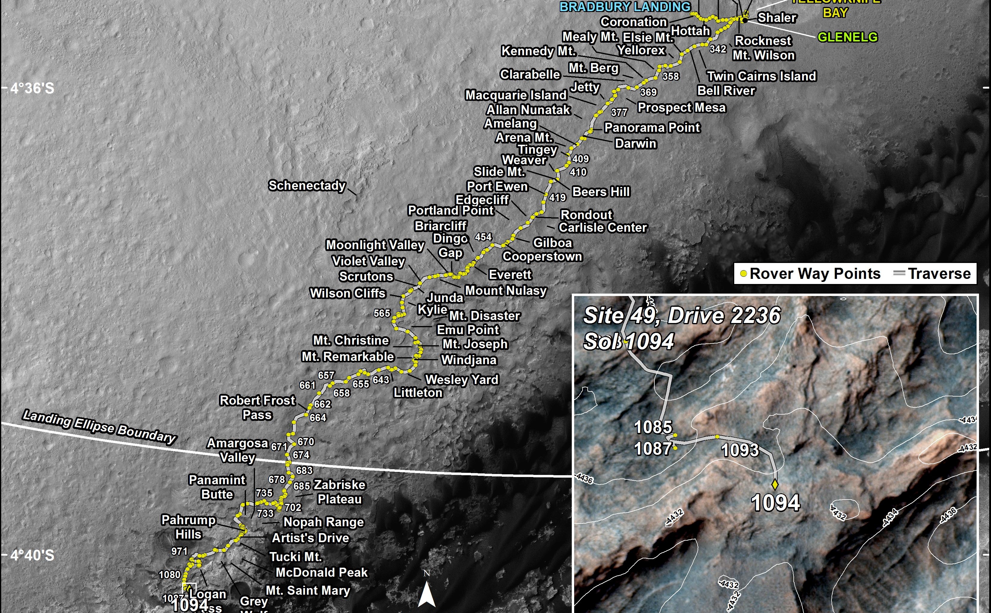 Curiositys Traverse Map Through Sol 714 Nasas Mars Session TP14