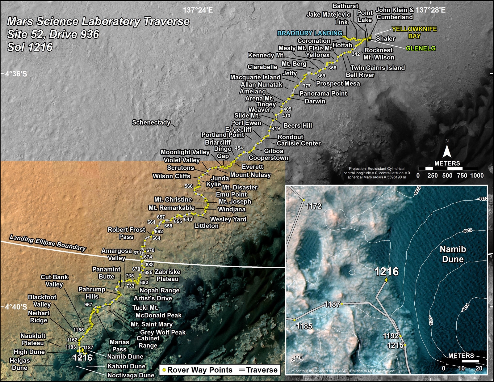 Curiosity's Traverse Map Through Sol 1216 – NASA Mars Exploration