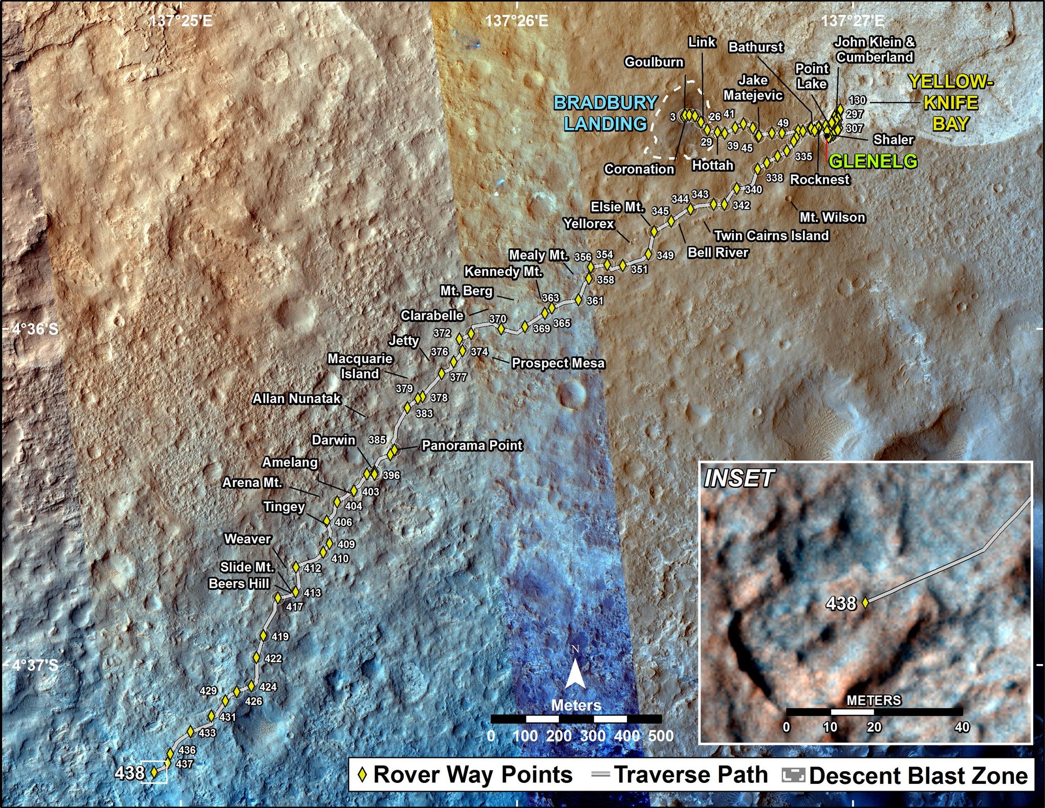 Curiosity's Traverse Map Through Sol 438 – NASA Mars Exploration