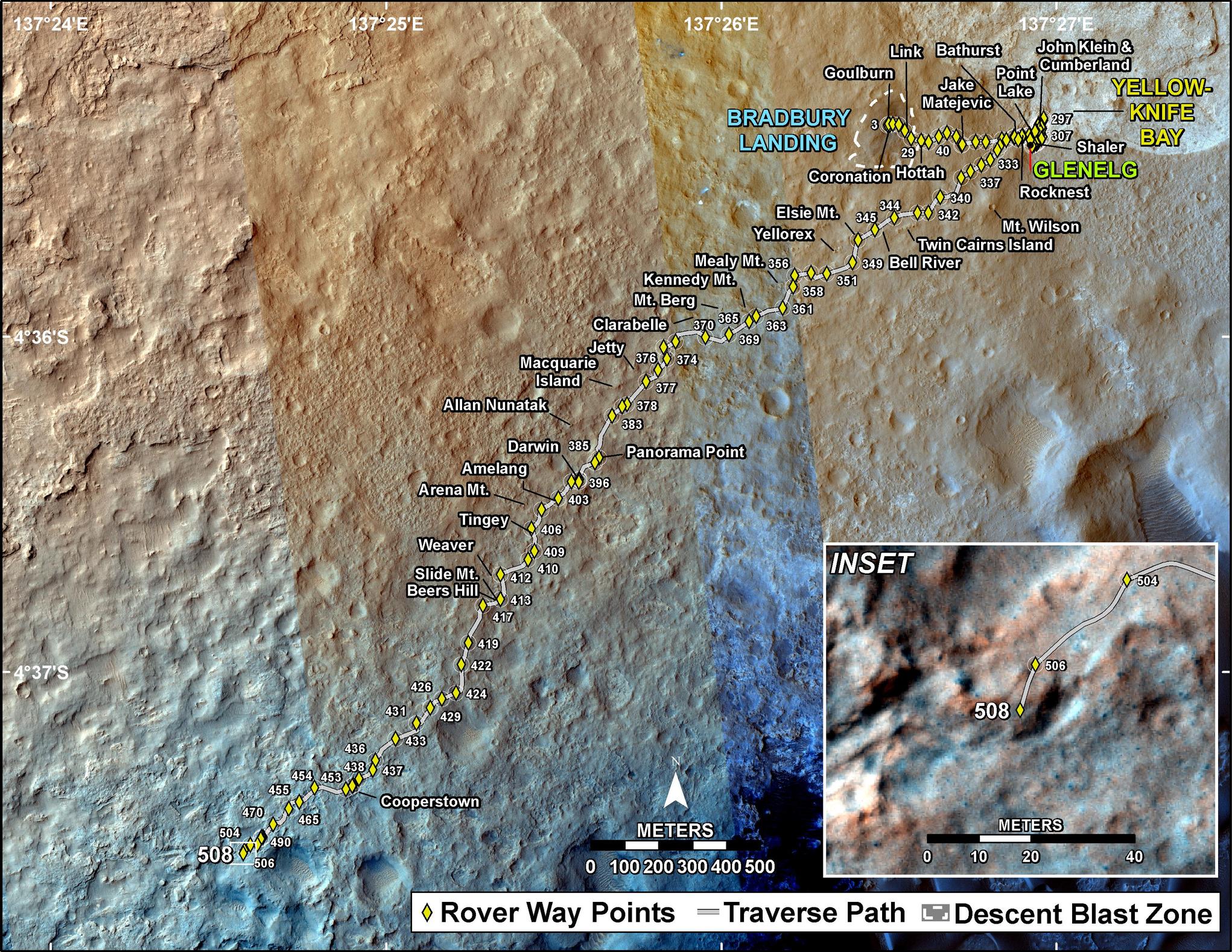Curiosity's Traverse Map Through Sol 508 – NASA Mars Exploration