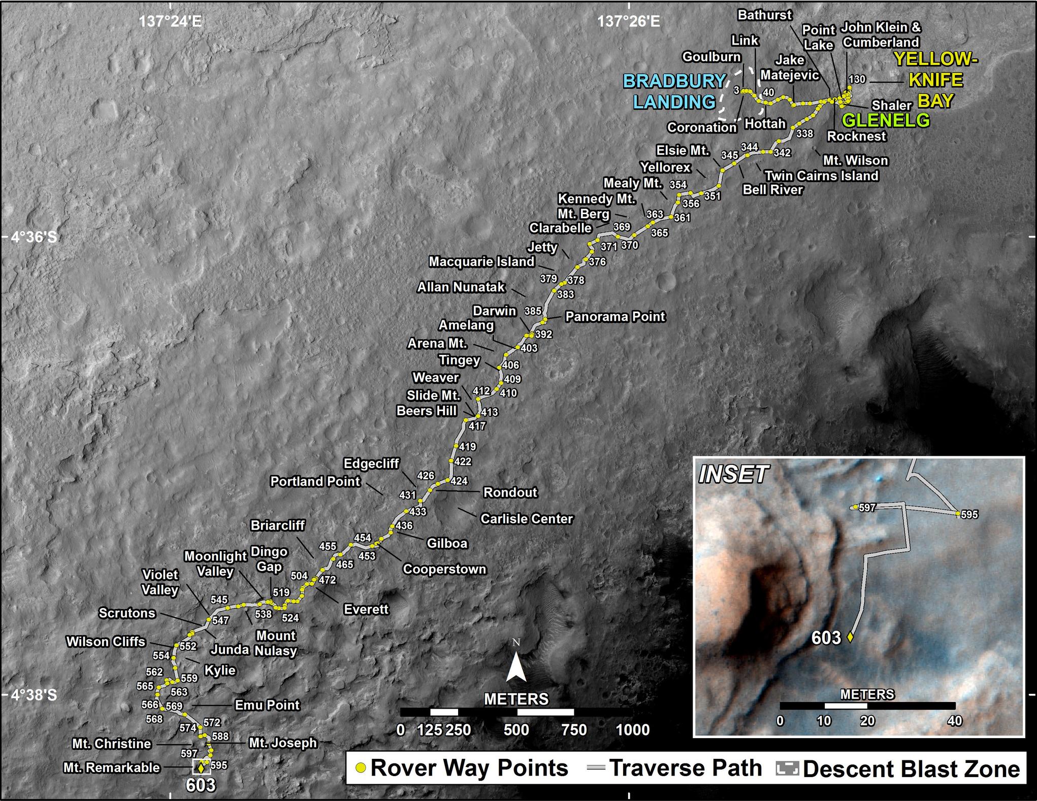 Curiosity's Traverse Map Through Sol 603 – NASA Mars Exploration